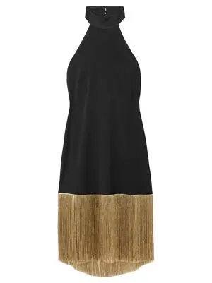TALLER MARMO Berlin Fringed Crepe Halterneck Mini Dress - Black