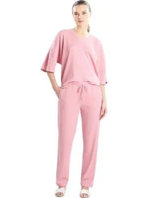 Natori Tapered Waffle Knit Pants - Pink