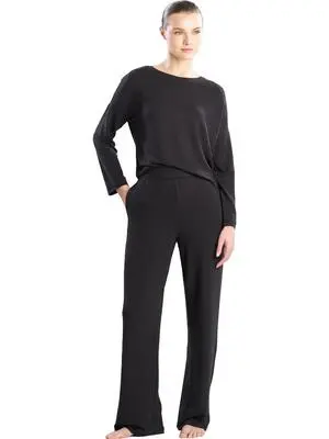 Natori Kaia Terry Straight Leg Pants - Black