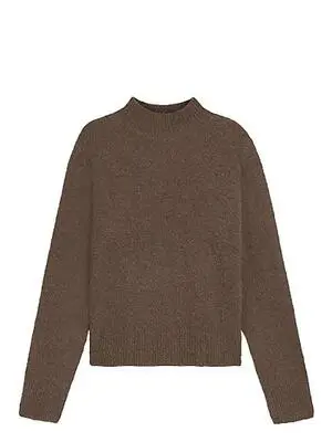 BOSS Bouclé-texture High-neck Wool-blend Jumper - Open Brown