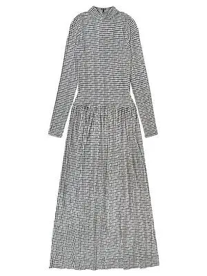 RO&ZO Houndstooth Dropped-waist Midi Dress - Grey