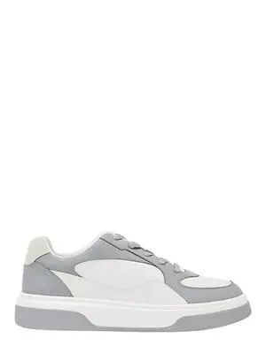 REISS Cast Leather Trainers Dusty Blue White
