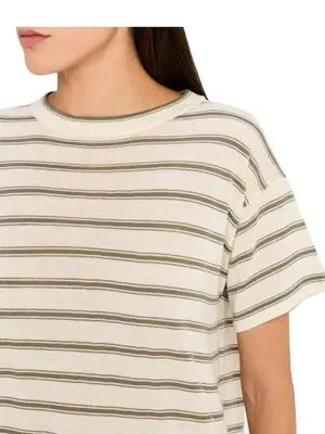 Brunello Cucinelli Metallic Striped Short-Sleeve T-Shirt Panama