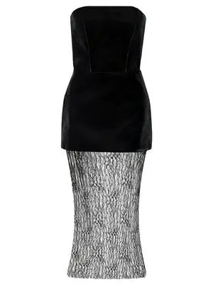 VESTIAIRE D'UN OISEAU LIBRE Velvet Lace Midi Dress - Black