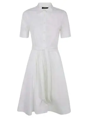 Ralph Lauren Collared Belted Midi Dress - White