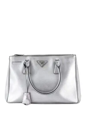 Prada Lux Saffiano Leather Small Tote Bag - Silver