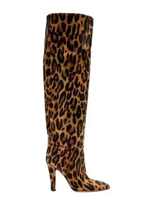 Paris Texas Elsa Leopard Heeled Boots - Brown