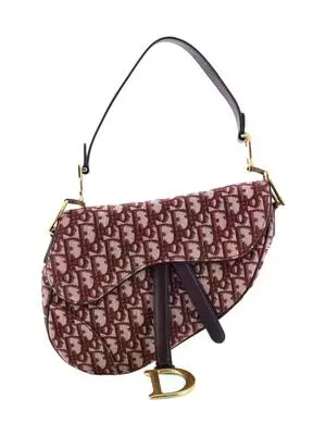 Dior Saddle Handbag Oblique Canvas Medium Shoulder Bag Red