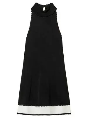 TWINSET Scallop-trim Two-tone Midi Dress - Black