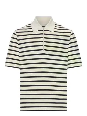 JIL SANDER Striped Zip Polo Shirt - Neutrals