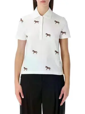 Thom Browne Horse-embroidered Polo Shirt - White