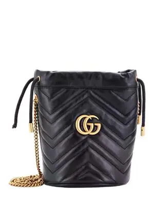 Gucci Gg Marmont Matelassé Leather Mini Bucket Bag - Black