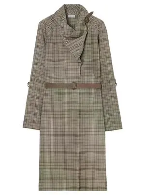 Burberry Checked Scarf-collar Mini Dress - Grey