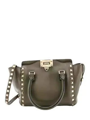 Valentino Garavani Rockstud Rigid Leather Small Tote - Brown