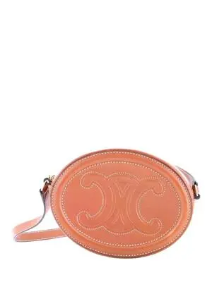 Celine Triomphe Oval Leather Crossbody Bag - Brown