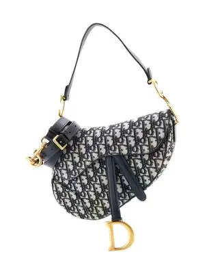 Dior Saddle Handbag With Strap Oblique Canvas Medium Shoulder Bag - Blue