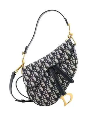 Dior Saddle Handbag With Strap Oblique Canvas Medium Shoulder Bag Blue