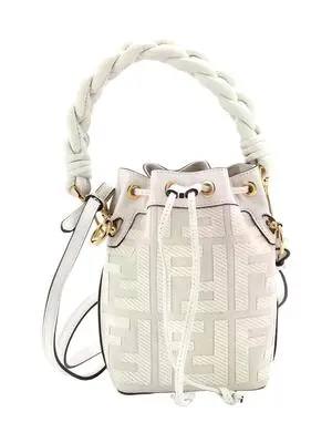 Fendi Mon Tresor Zucca Embroidered Canvas Mini Bucket Bag - Neutrals