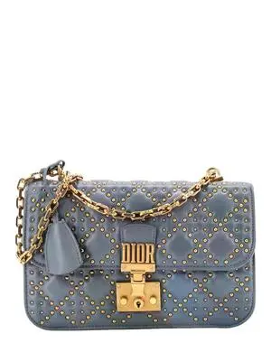 Dior Dioraddict Flap Bag Cannage Studded Lambskin Medium - Blue