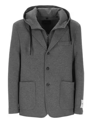 OFFICINA36 Hooded Button Jacket - Grey