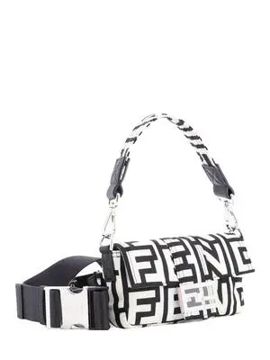 Fendi X Marc Jacobs Baguette Nm Printed Nylon Shoulder Bag - Black