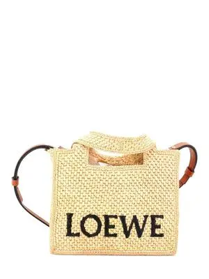 Loewe Logo Raffia Mini Tote Bag - Neutrals