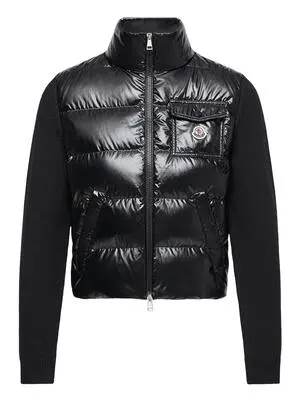 Moncler Padded Zip-up Wool Cardigan - Black
