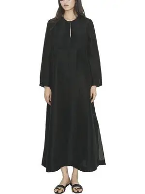 Tory Burch Linen And Silk Long Kaftan - Black