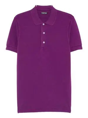 TOM FORD Cotton Blend Polo Shirt - Purple