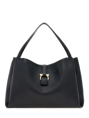 FERRAGAMO Leather Shoulder Bag - Black