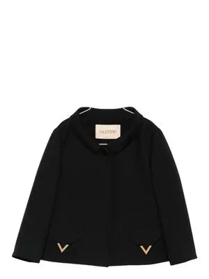 Valentino Garavani V Logo Wool & Silk Jacket - Black