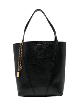 Chloé Spin Medium Leather Tote - Black