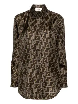 Fendi Ff Silk Shirt - Brown