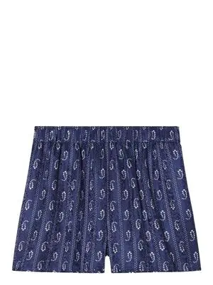 Tory Burch Printed Silk-blend Shorts - Blue