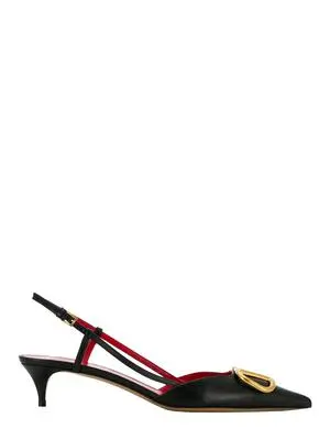 Valentino Garavani Vlogo Signature Leather Slingback Pumps - Black