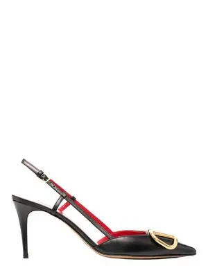 Valentino Garavani Vlogo Signature Leather Slingback Pumps - Black