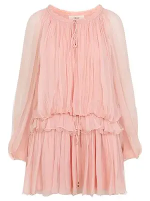 Chloé Silk Mini Dress - Pink