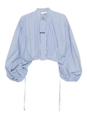 Zimmermann Striped Cotton Denim Blouse - Clear Blue