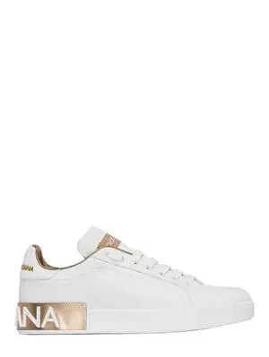 Dolce & Gabbana Portofino Leather Sneakers - Golden