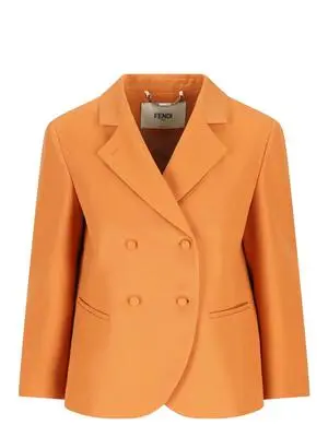 Fendi Wool Double-breasted Jacket - Orange