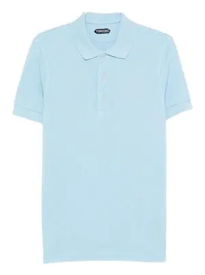 TOM FORD Cotton Blend Polo Shirt - Clear Blue