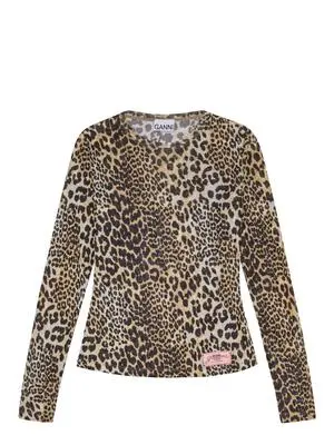 GANNI Leopard Print Top - Brown