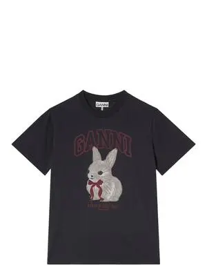 GANNI Rabbit Graphic T-shirt - Black