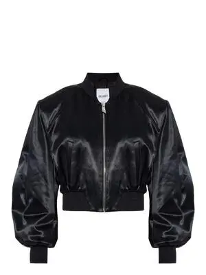 Attico Satin Bomber Jacket - Black