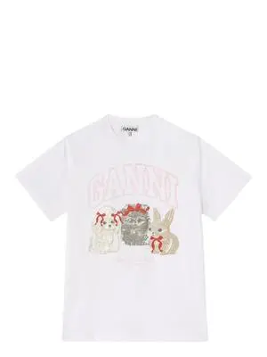 GANNI Graphic Print T-shirt - White