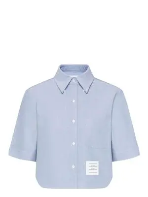 Thom Browne Cotton Cropped Shirt - Clear Blue