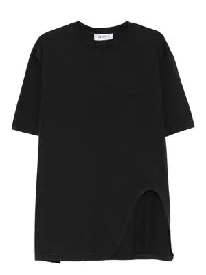 Attico Asymmetric Cotton T-shirt - Black