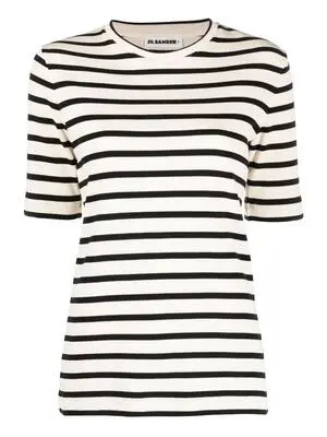 JIL SANDER Striped Cotton T-shirt - White