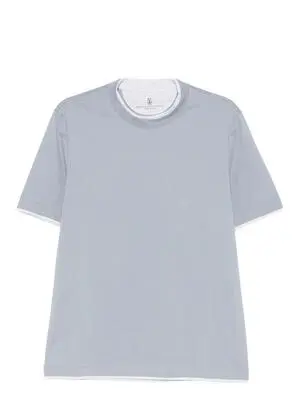 Brunello Cucinelli Cotton T Shirt - Clear Blue