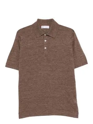 Brunello Cucinelli Linen And Cotton Blend Polo Shirt - Beige